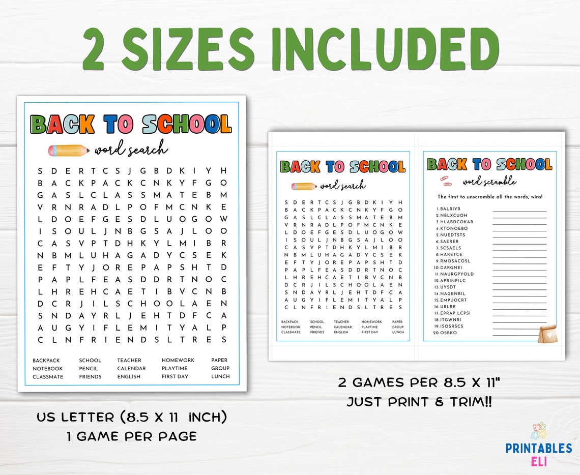 Back to School Games Bundle Printable Back to School Games - Etsy