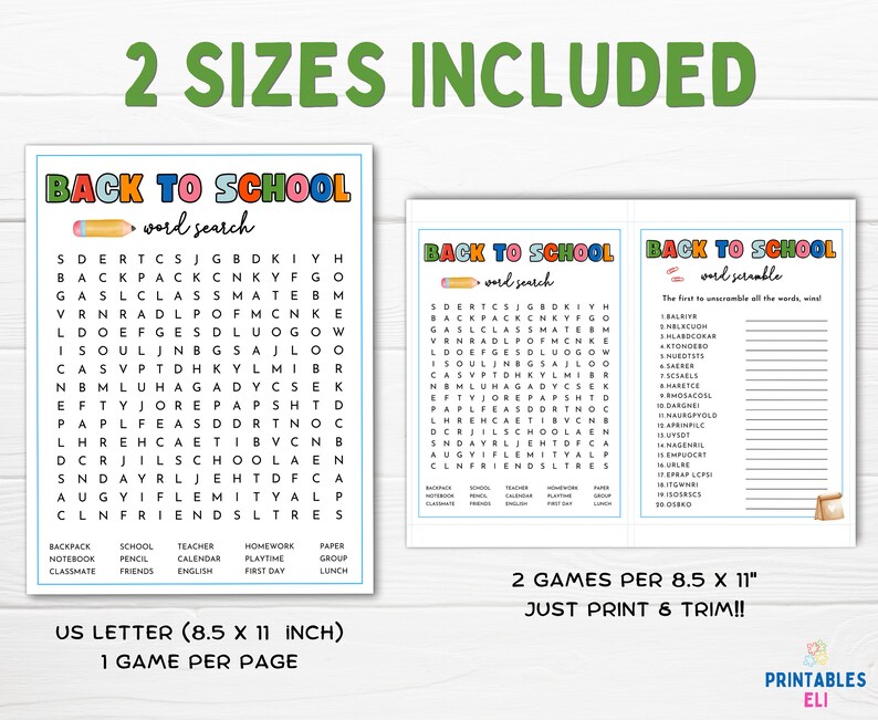 Back to School Games Bundle Printable Back to School Games - Etsy