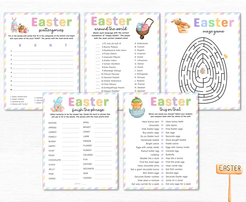15 Easter Games Bundle Printable, Easter Party Game Printable ...