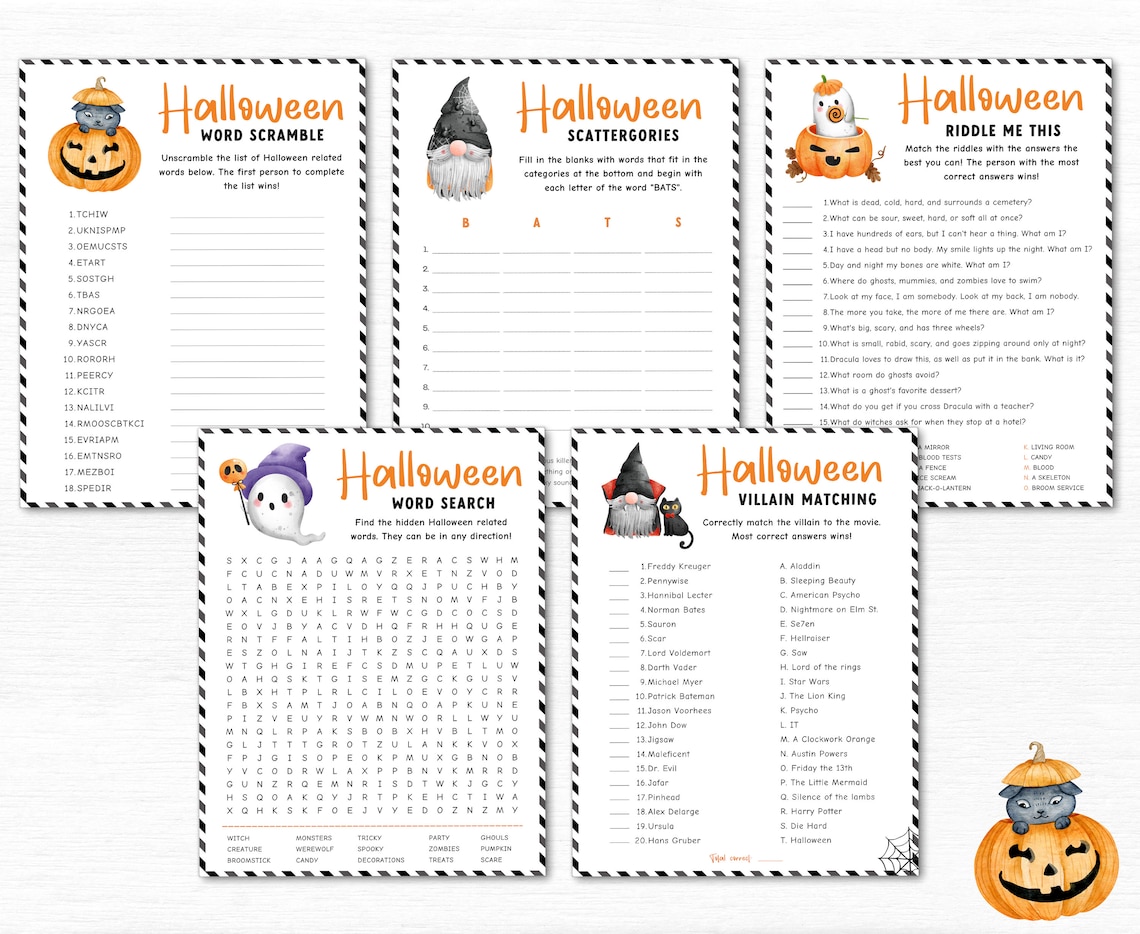 16 Halloween Games Bundle Printable Halloween Party Games - Etsy
