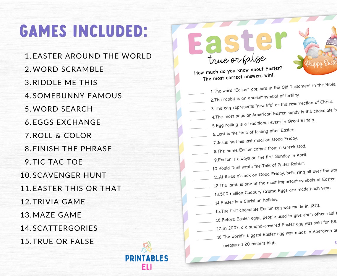 15 Easter Games Bundle Printable, Easter Party Game Printable ...
