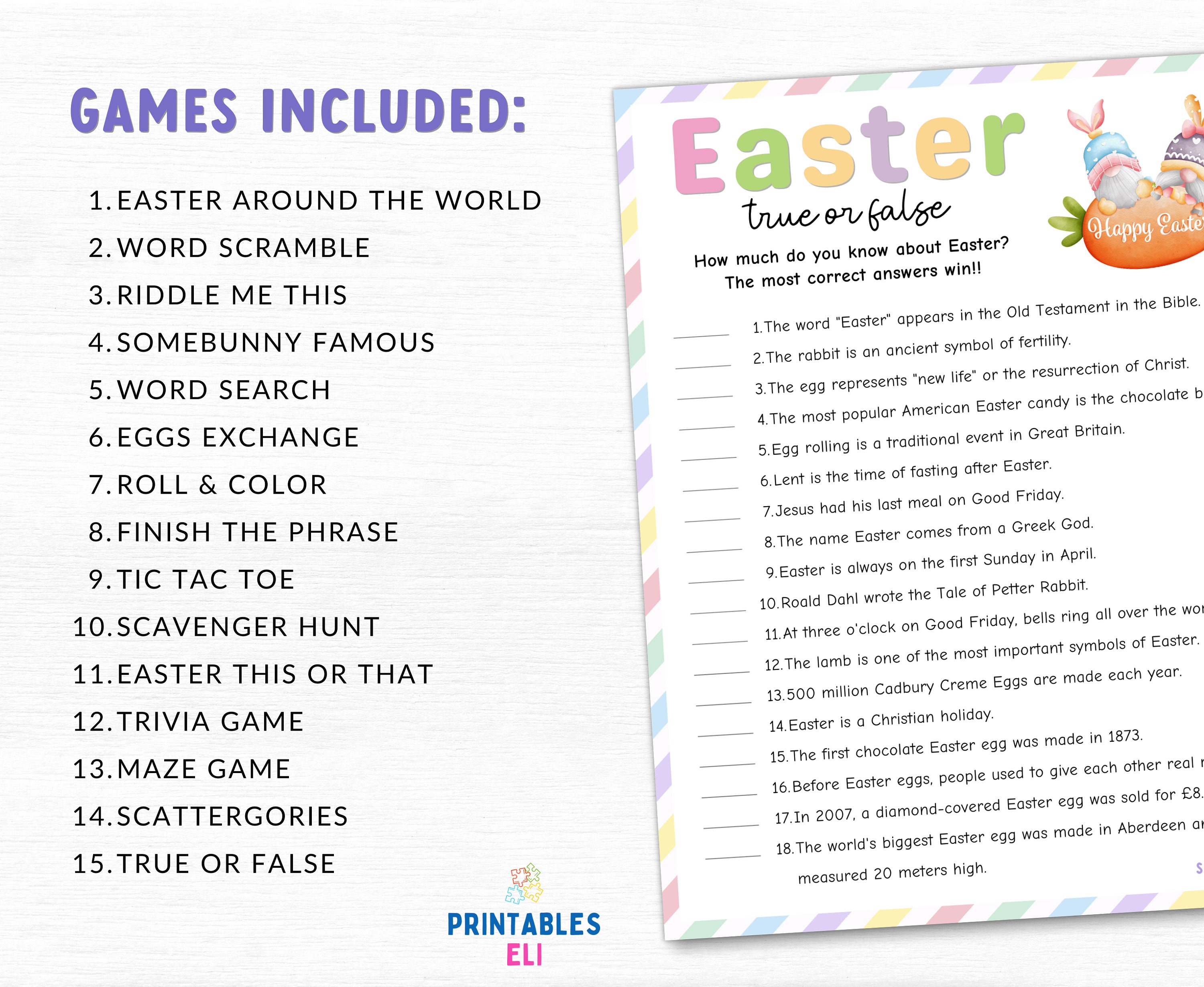 15 Easter Games Bundle Printable, Easter Party Game Printable ...