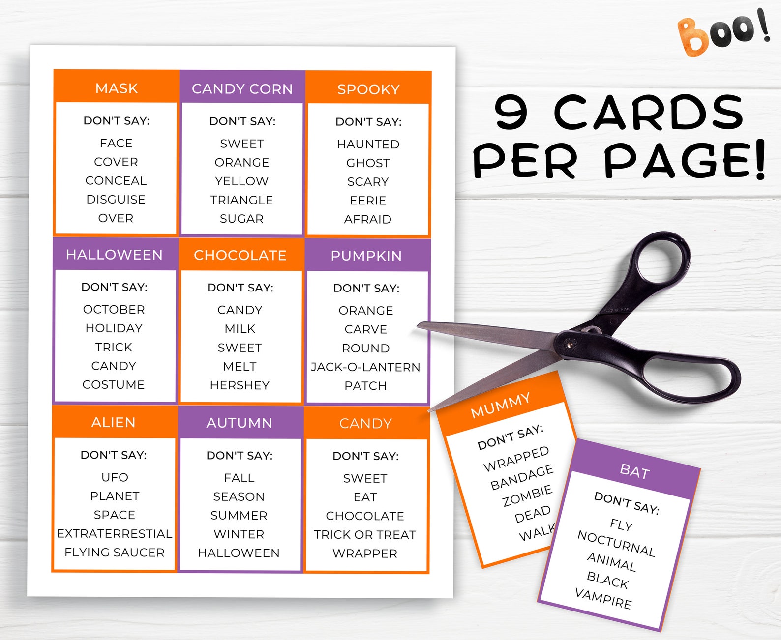 Halloween Taboo Game Family Party Game Printable Halloween - Etsy