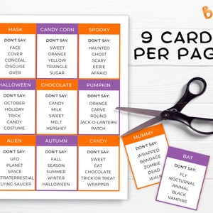 Halloween Taboo Game Family Party Game Printable Halloween - Etsy