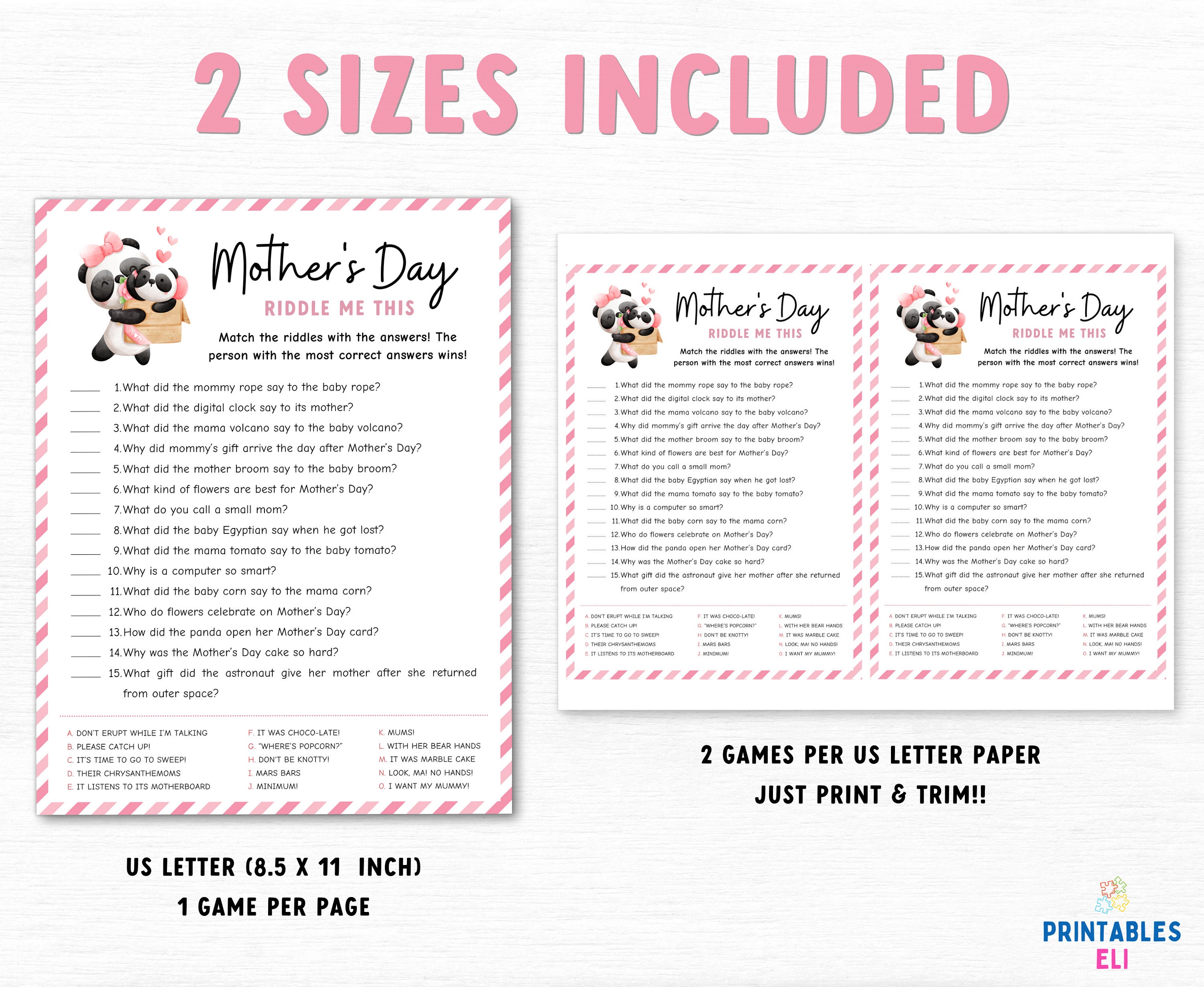 15 Mother's Day Games Bundle, Printable Games for Kids and Adults ...