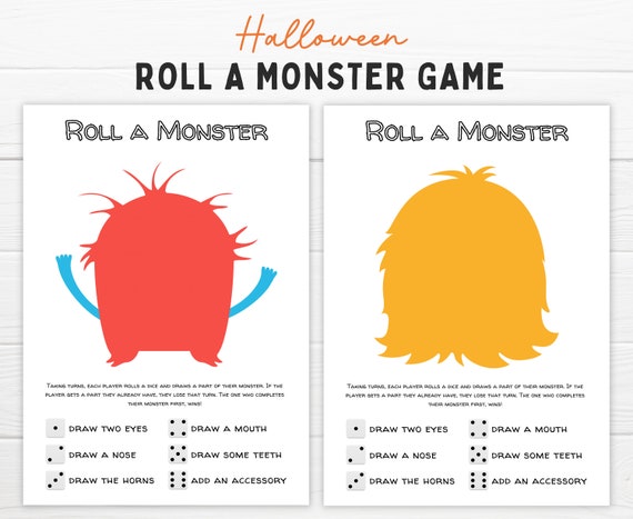 Roll a Monster Game for Kids Halloween Dice Game Children - Etsy