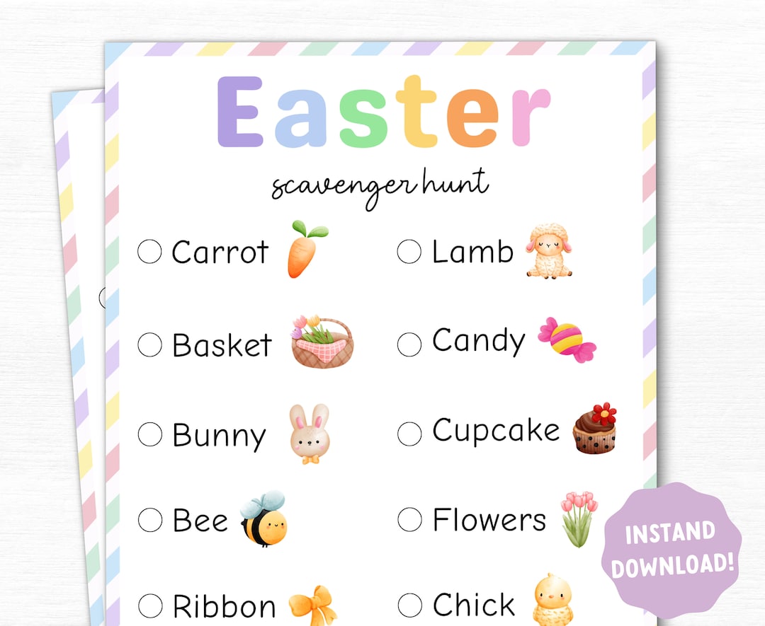 Easter Scavenger Hunt for Kids, Printable Easter Treasure Hunt ...