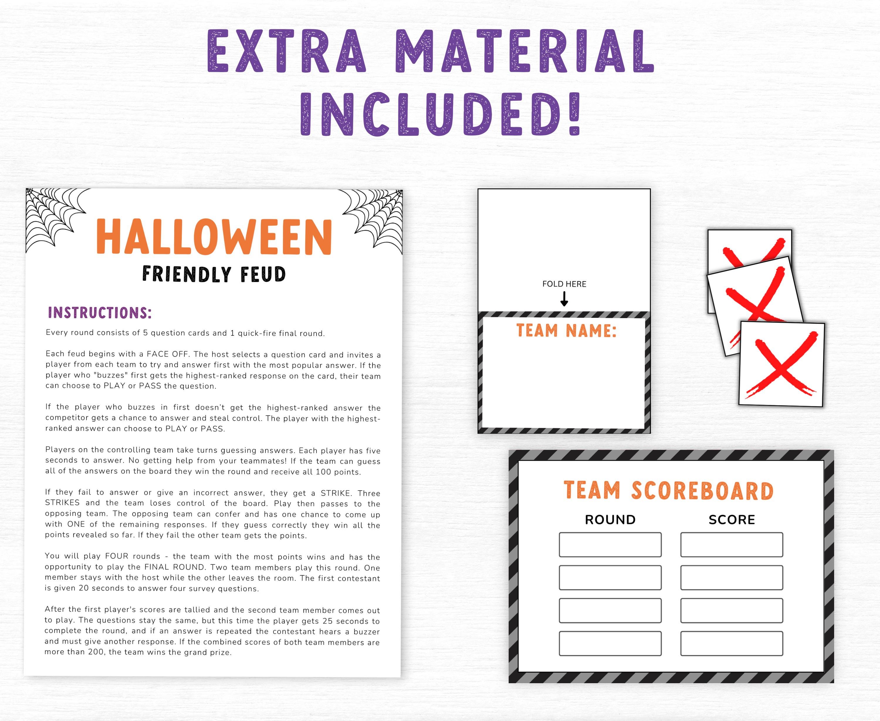 Halloween Friendly Feud Game, Halloween Party Game Printable, Family ...