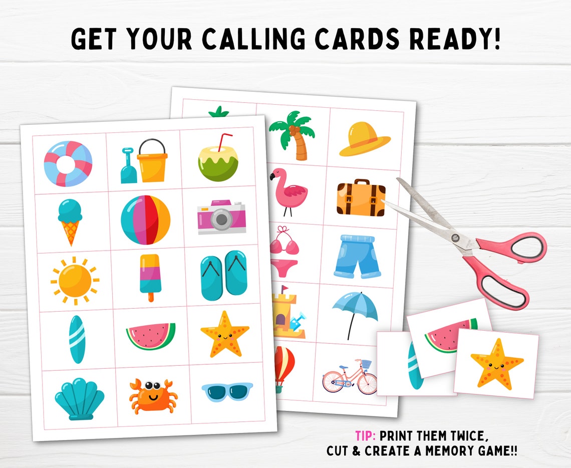 Summer Bingo Cards Printable Summertime Bingo Printable - Etsy