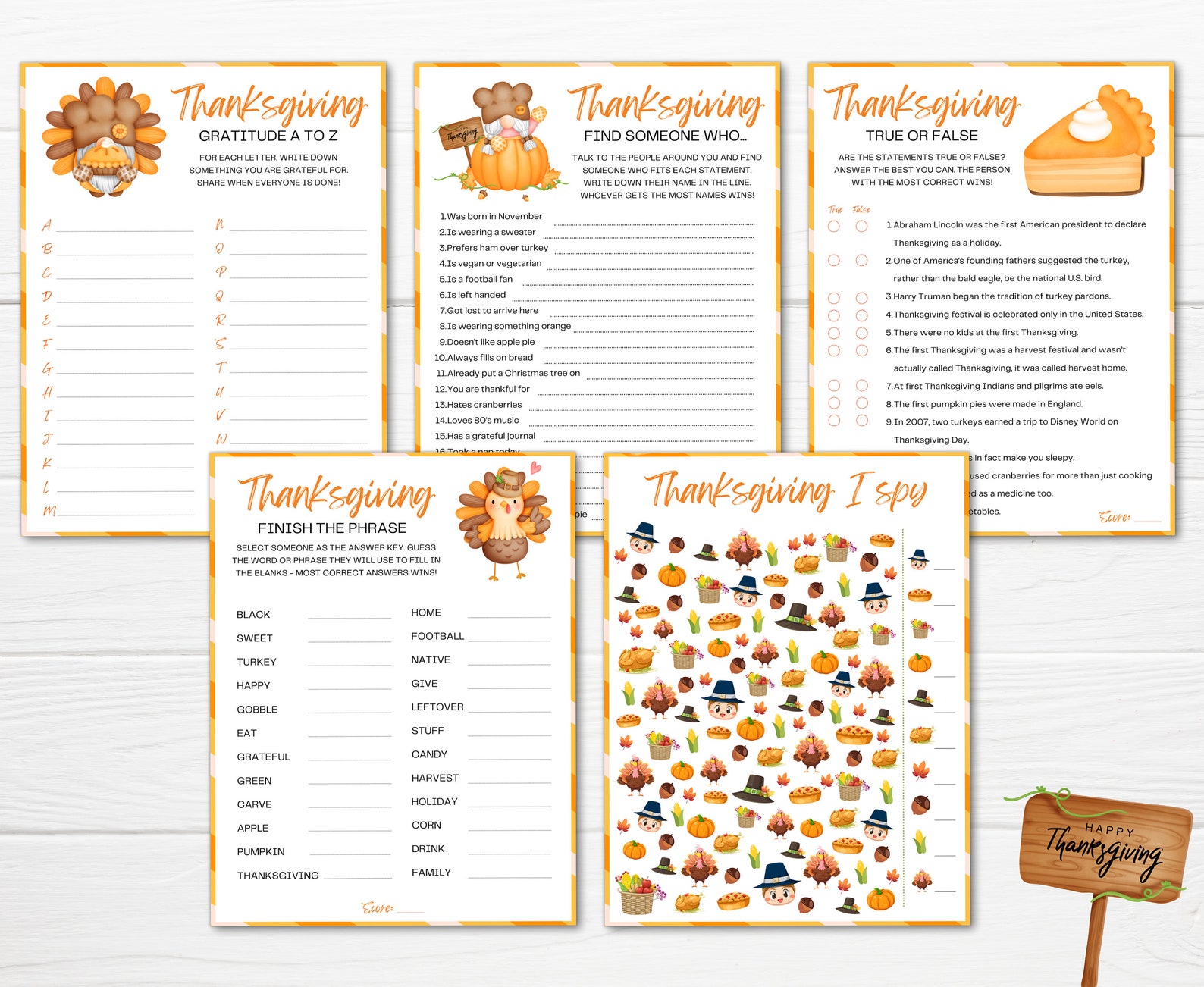 15 Thanksgiving Games Bundle Printable Thanksgiving Party - Etsy