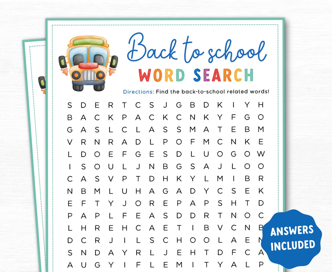 Back to School Word Search Printable Game Printable Back to - Etsy