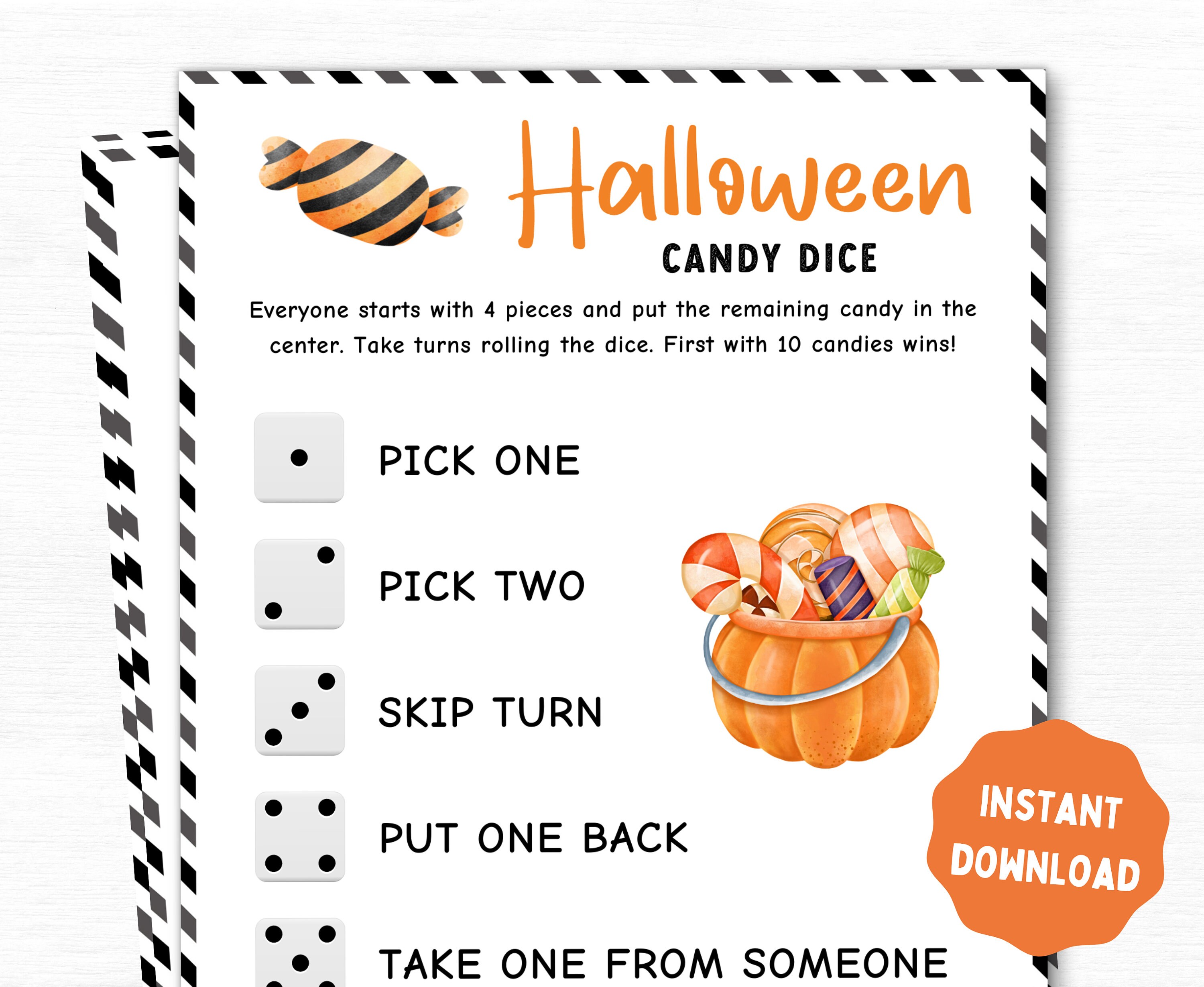 Halloween Candy Dice Game Printable, Printable Games for Kids ...