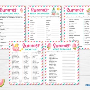 Summer Game Bundle Printable Summer Game for Kids and Adults - Etsy