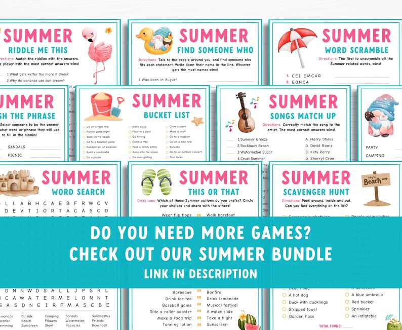Summer This or That Printable Game, Printable Summer Party Game, Summer ...