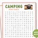 Camping Word Search Printable Game, Printable Camping Game for Kids ...