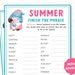 Summer Finish the Phrase Printable Game, Family Summer Game Printable ...