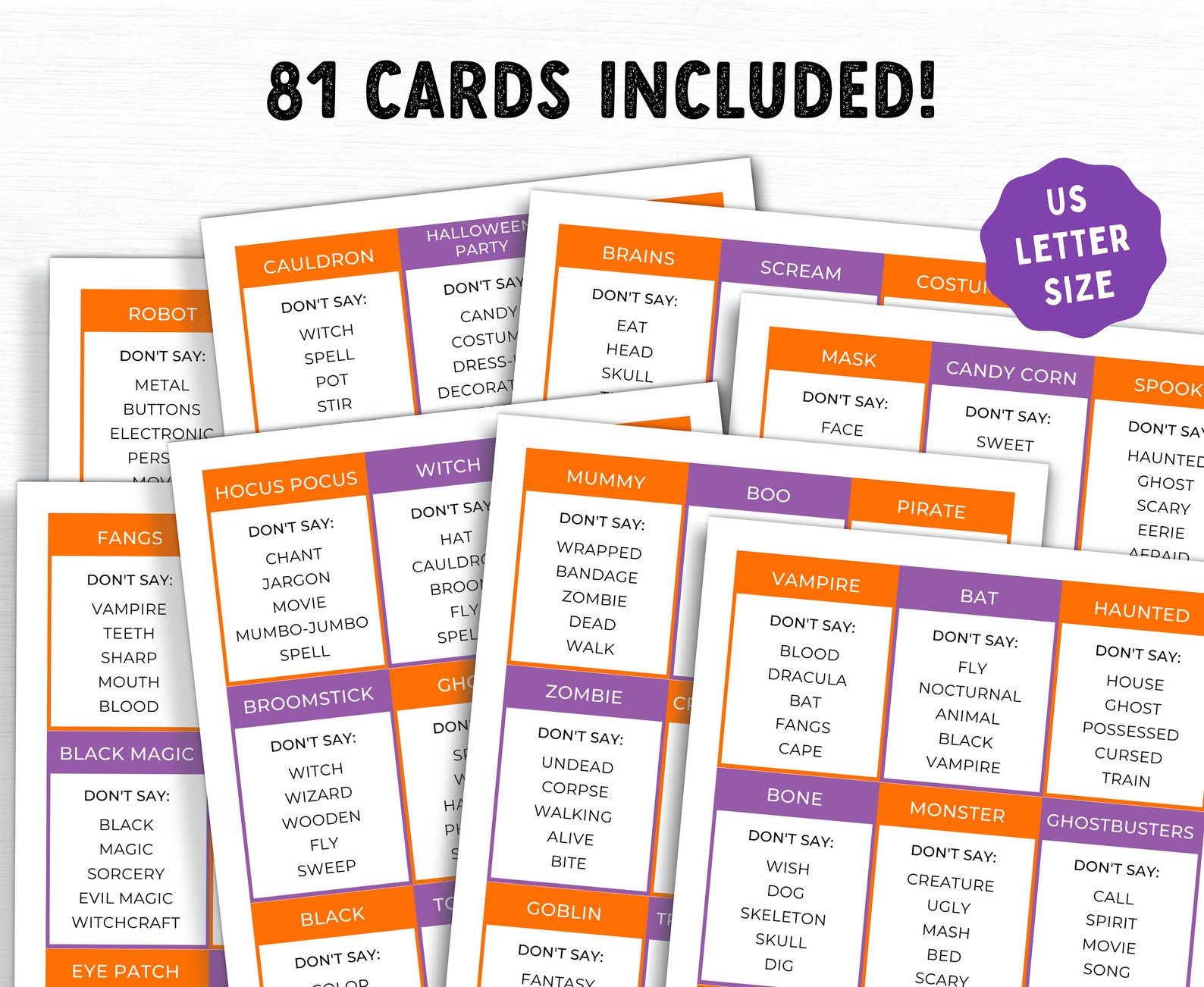 Halloween Taboo Game, Family Party Game, Printable Halloween Family ...