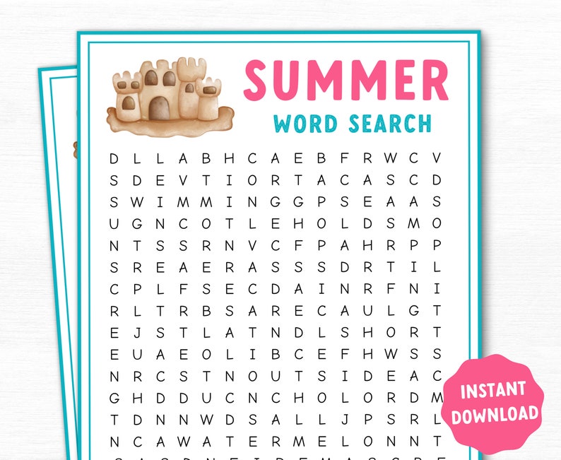 Summer Word Search Puzzle - Fun Printable Game for All Ages! - Etsy
