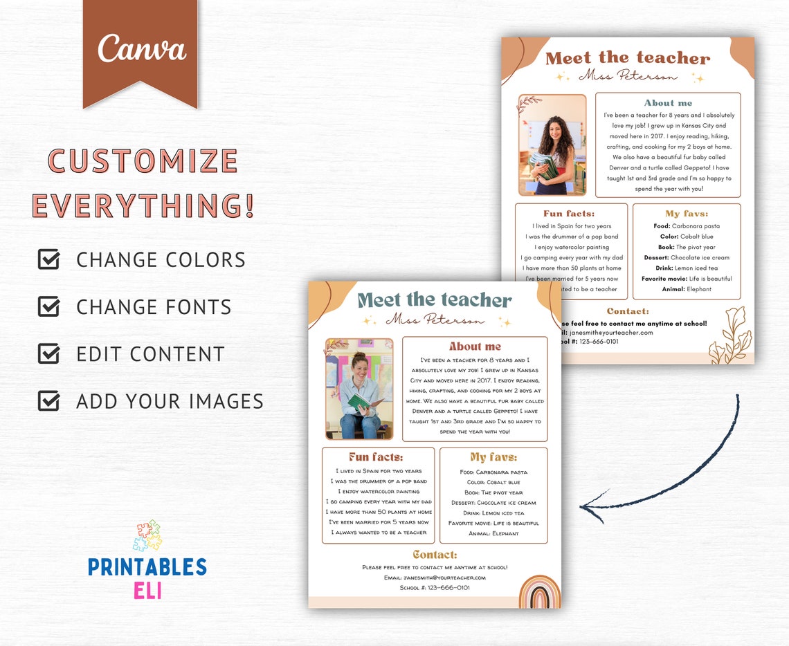 Meet the Teacher Template Boho, Classroom Printable Teacher ...