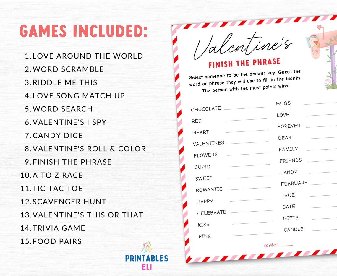 15 Valentines Day Games Printable Bundle, Valentines Party Game ...
