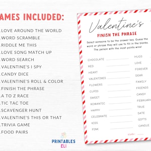 15 Valentines Day Games Printable Bundle, Valentines Party Game ...