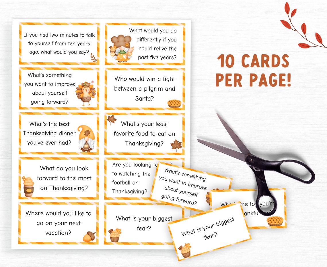 90 Thanksgiving Conversation Cards, Family Friendly Conversation ...