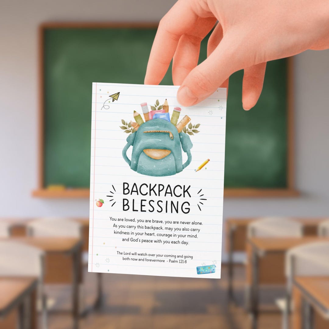 Backpack Blessing Tag | Back to School Gift Tag | Printable Backpack ...