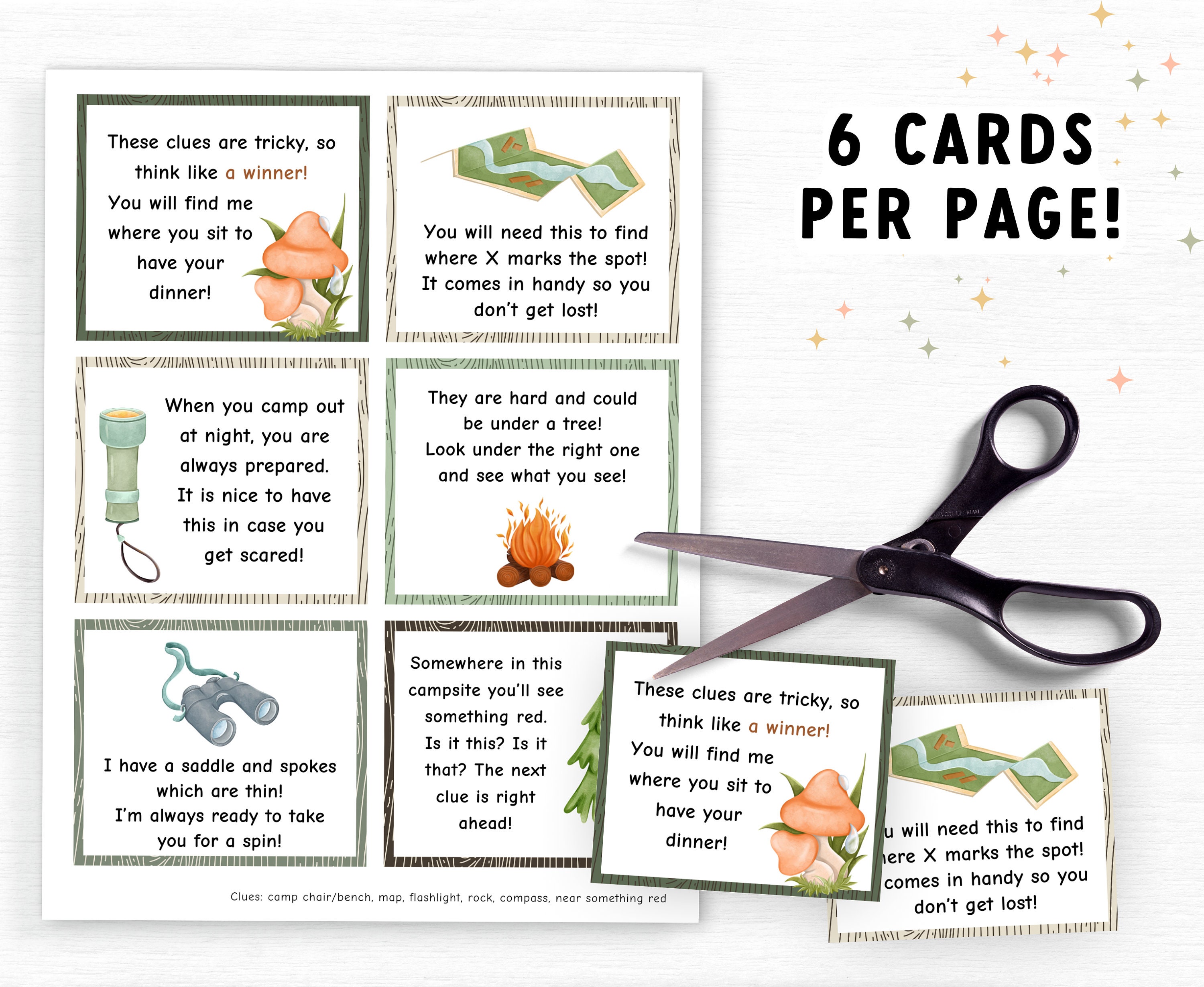 Editable Camping Scavenger Hunt for Kids, Outdoor Treasure Hunt Clues ...