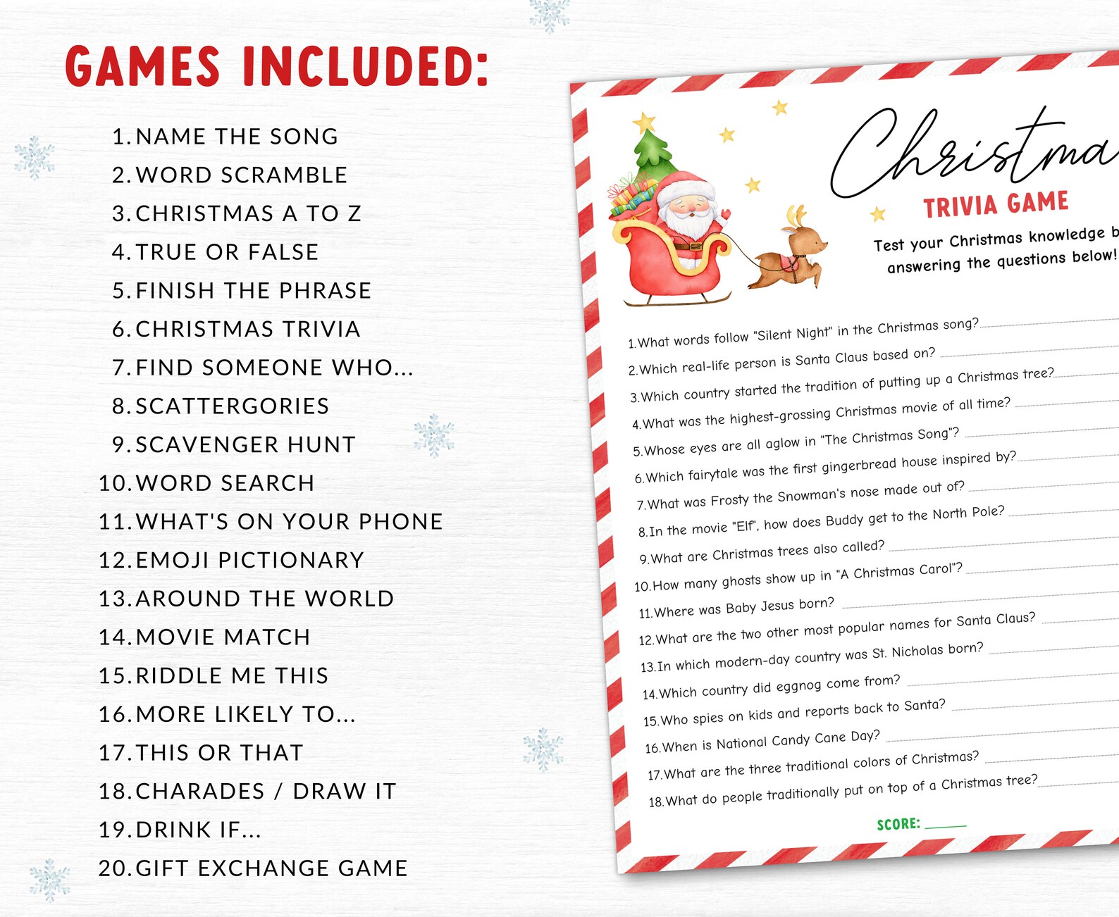 20 Christmas Games Bundle, Printable Christmas Party Games, Christmas ...