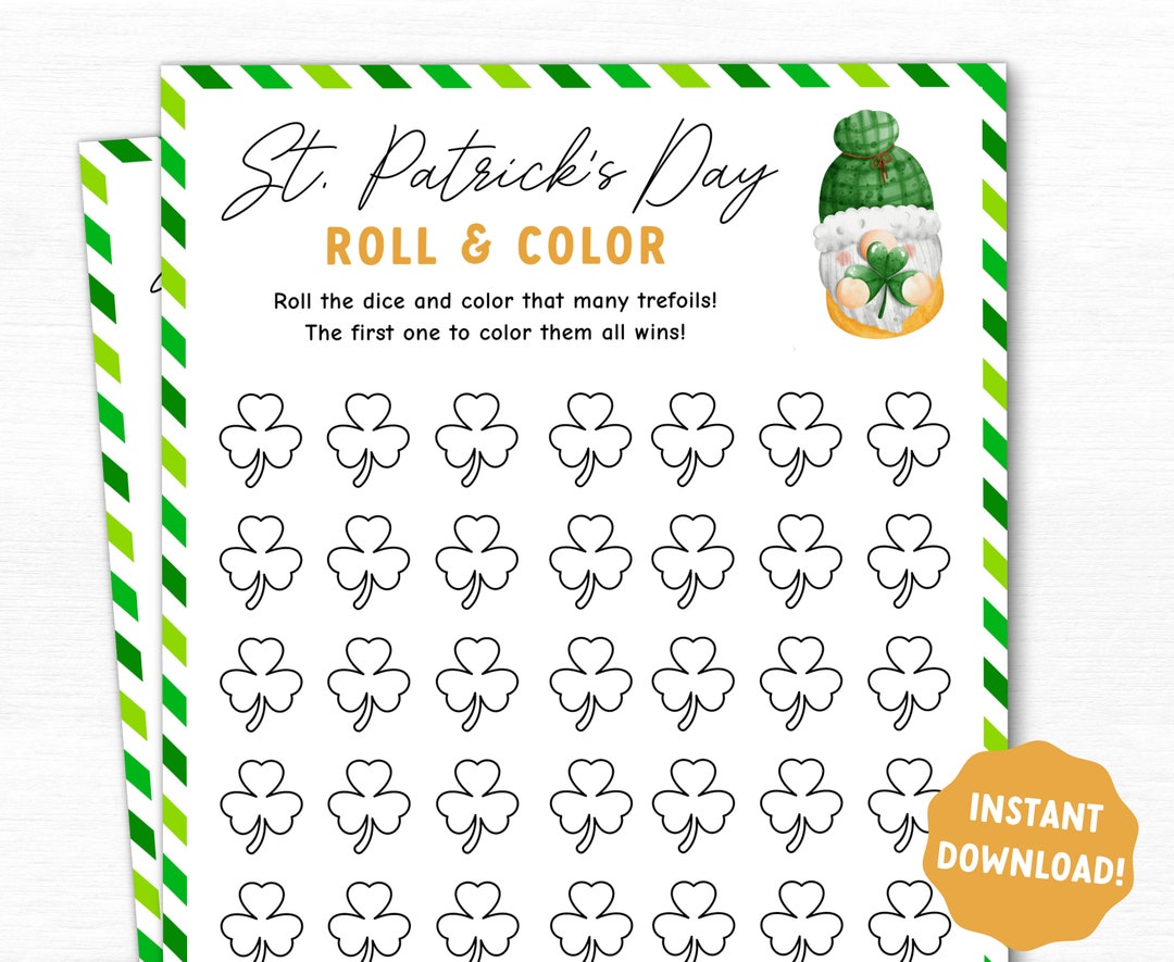 Roll and Color St. Patrick's Day Printable Game - Etsy