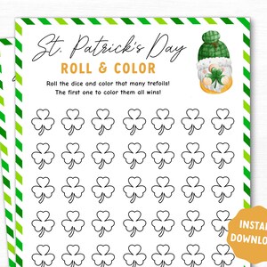 Roll and Color St. Patrick's Day Printable Game - Etsy