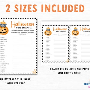 Halloween Word Scramble Printable Game, Halloween Party Games Printable ...