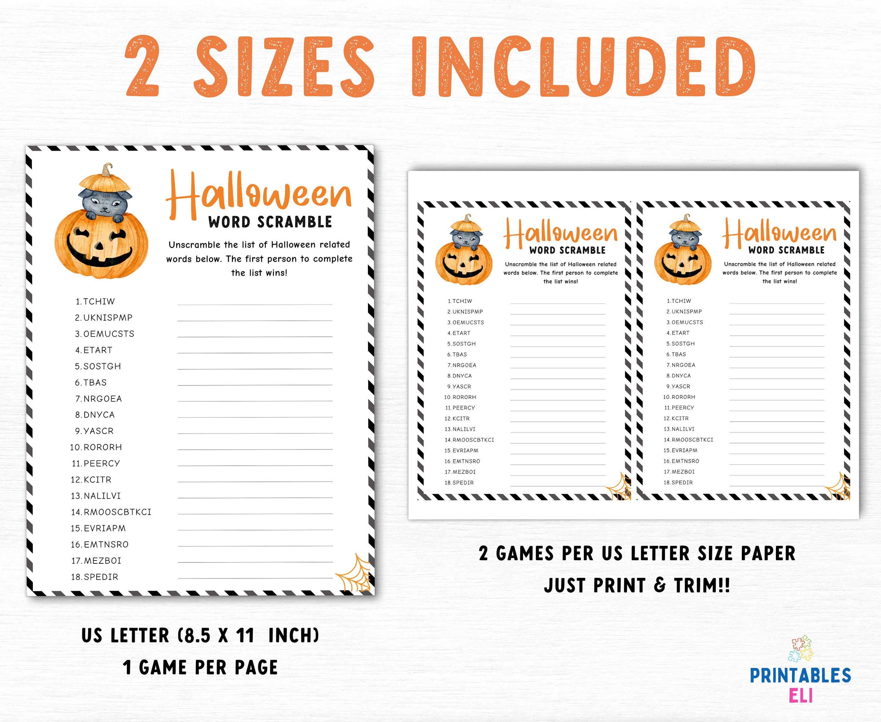 Halloween Word Scramble Printable Game, Halloween Party Games Printable ...