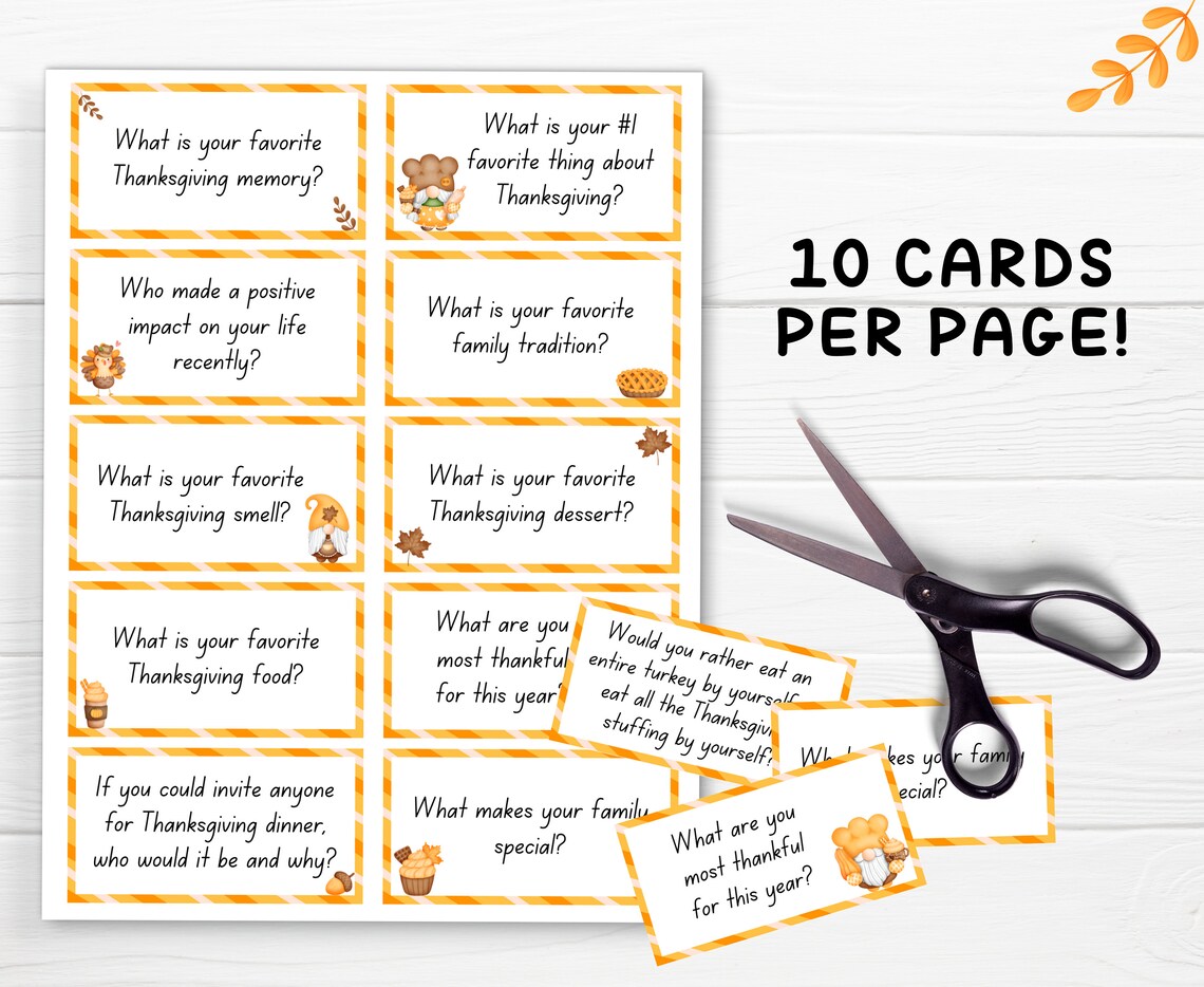 90 Thanksgiving Conversation Cards Family Friendly - Etsy