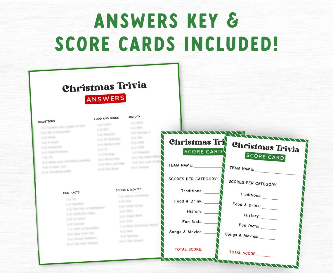 Christmas Trivia Game Printable, Printable Christmas Trivia Night ...