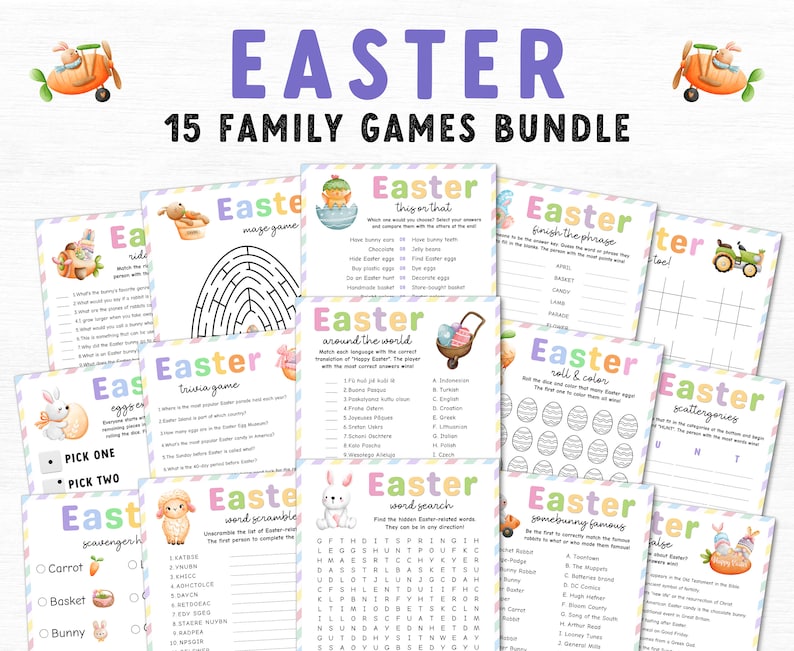 15 Easter Games Bundle Printable, Easter Party Game Printable ...
