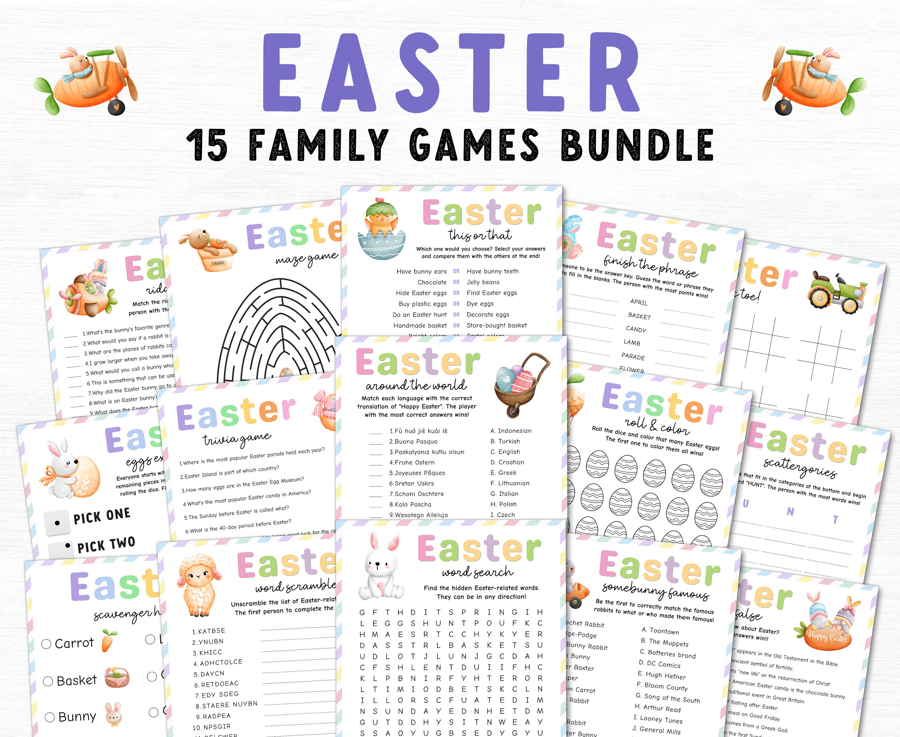 15 Easter Games Bundle Printable, Easter Party Game Printable ...