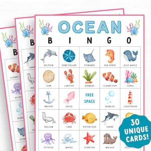 Ocean Bingo Cards Printable, Under the Sea Bingo, Printable Summer ...