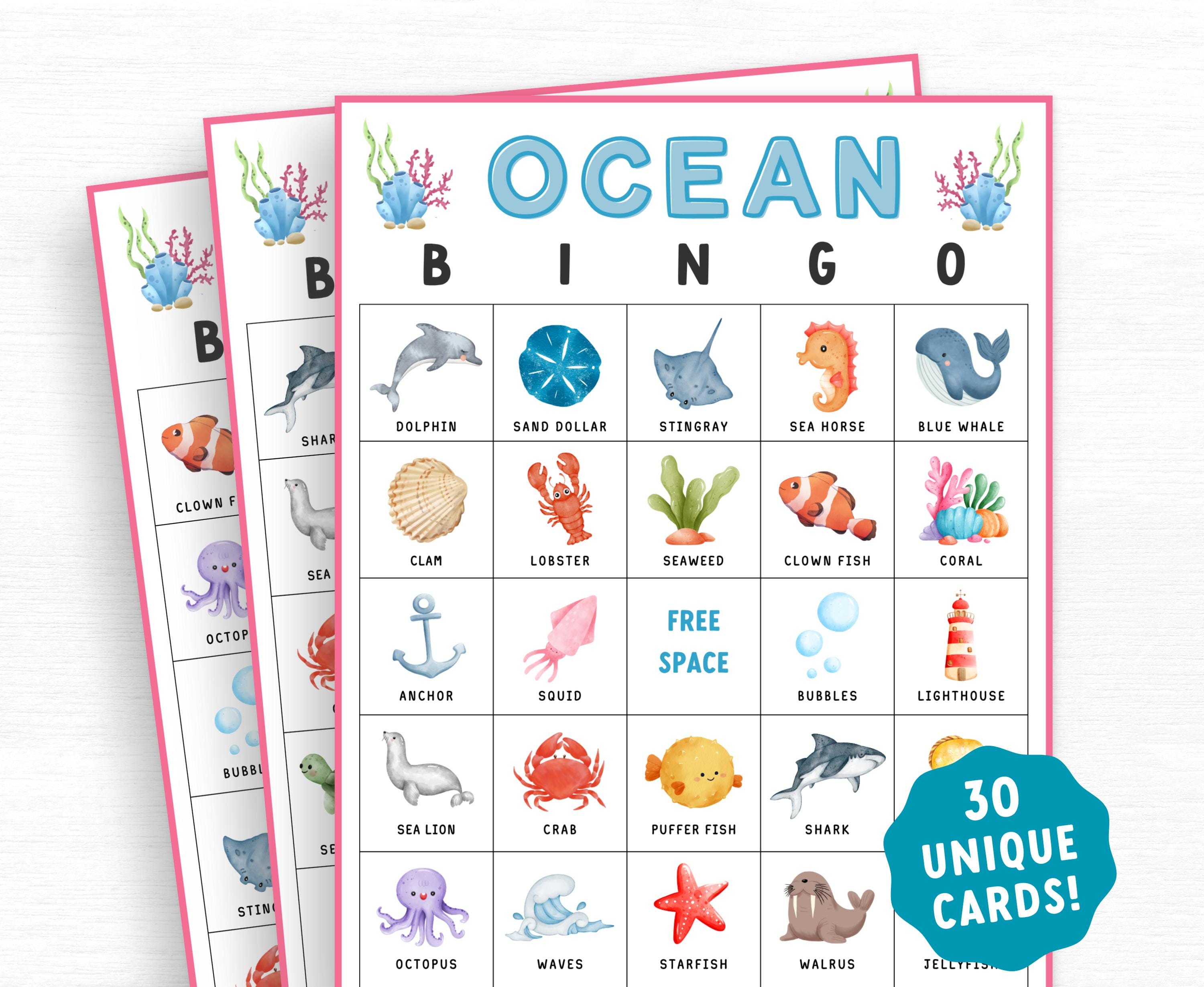Ocean Bingo Cards Printable, Under the Sea Bingo, Printable Summer ...
