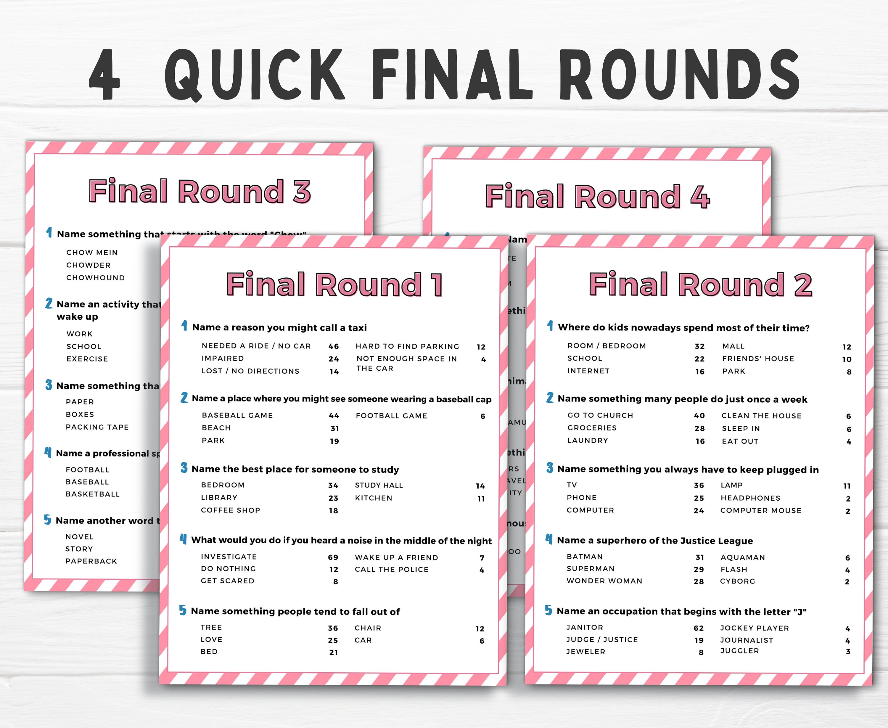 Family Feud Game Printable Family Game Night Family Quiz - Etsy