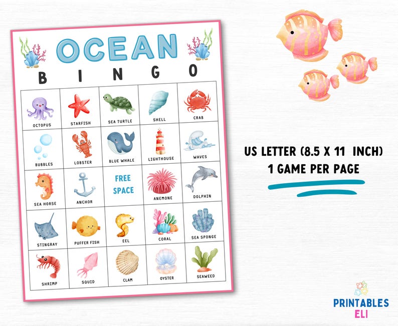Ocean Bingo Cards Printable, Under the Sea Bingo, Printable Summer ...