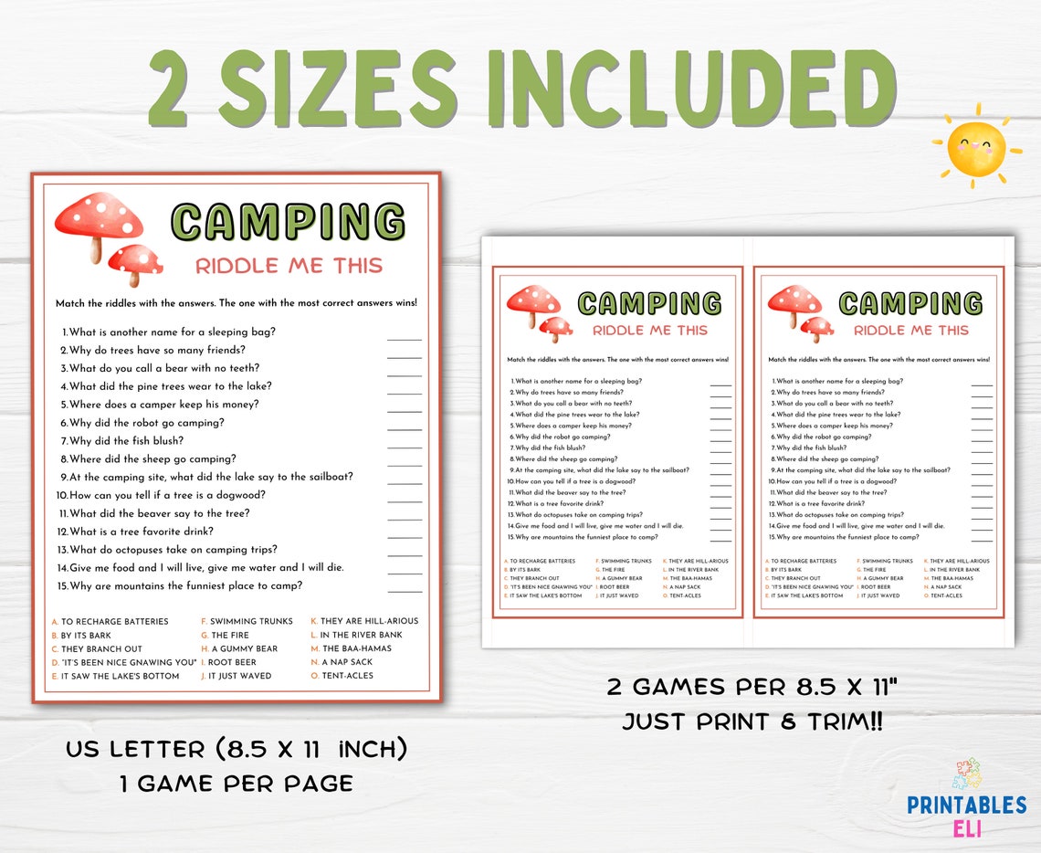 Camping Riddle Me This Printable Game Family Camping Game - Etsy
