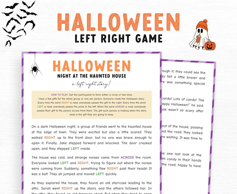 Halloween Left Right Game, Gift Exchange Game, Halloween Party Game ...