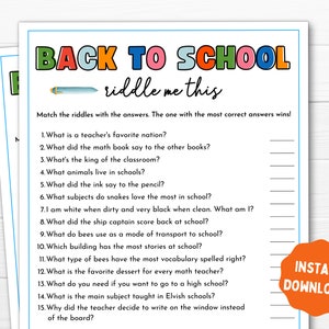 Back to School Riddle Me This Printable Game Printable Back - Etsy