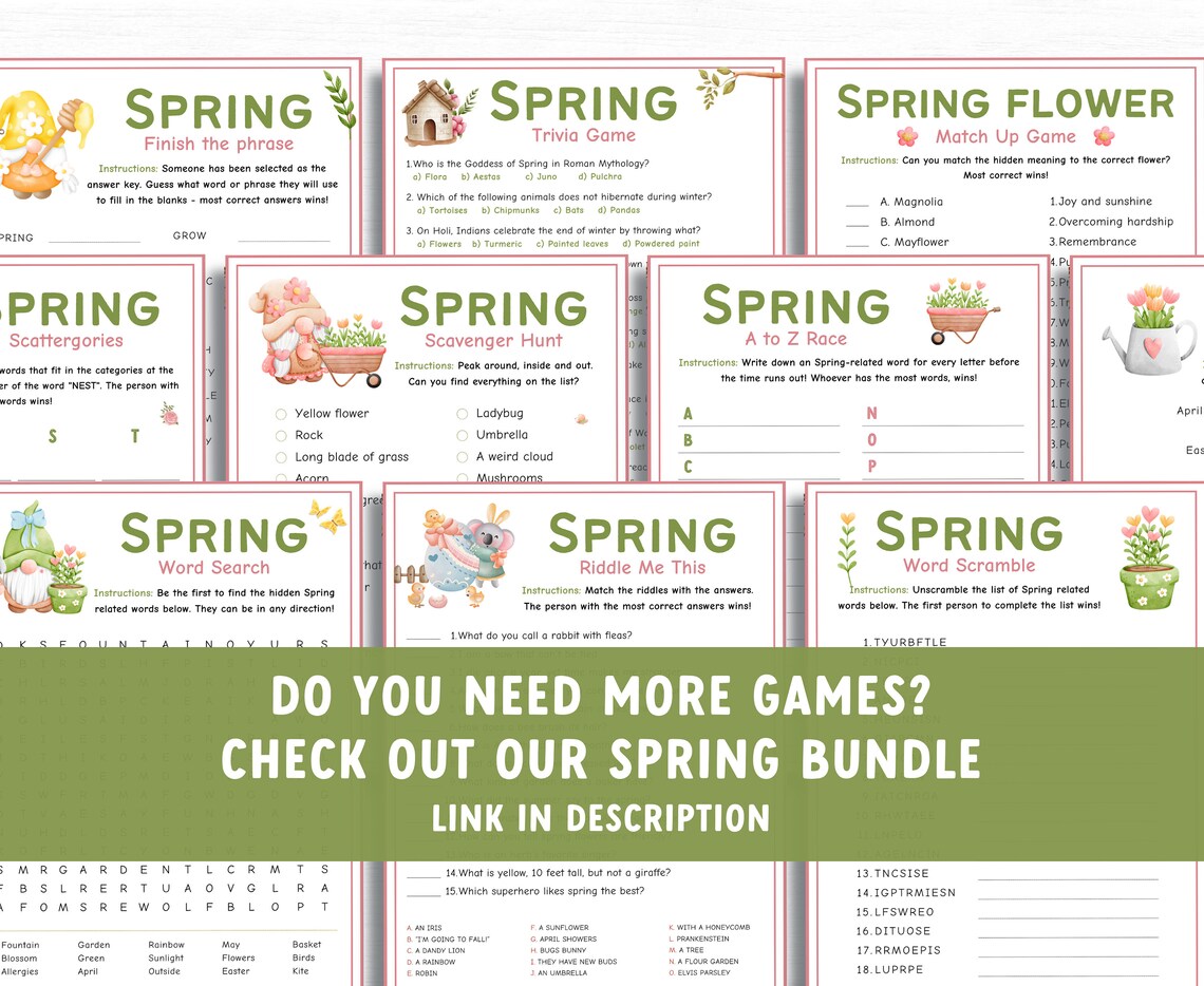 Spring Riddle Me This Game, Printable Spring Game for Adults ...
