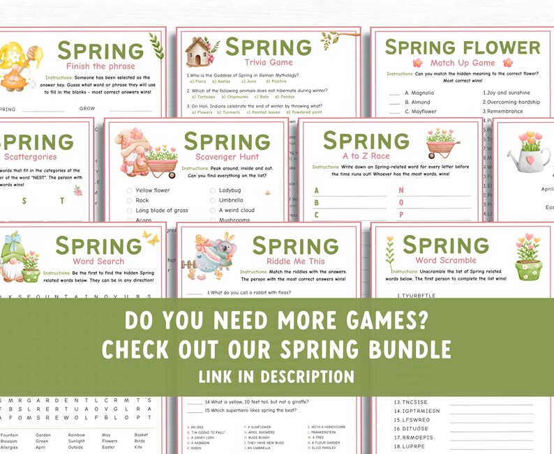 Spring Riddle Me This Game, Printable Spring Game for Adults ...