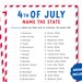 Fourth of July Printable Game, 4th of July Name the State, Printable ...