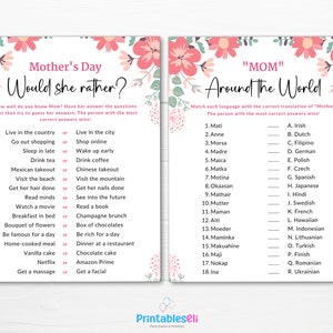 Printable Mother's Day Game Bundle Printable Mothers Day - Etsy