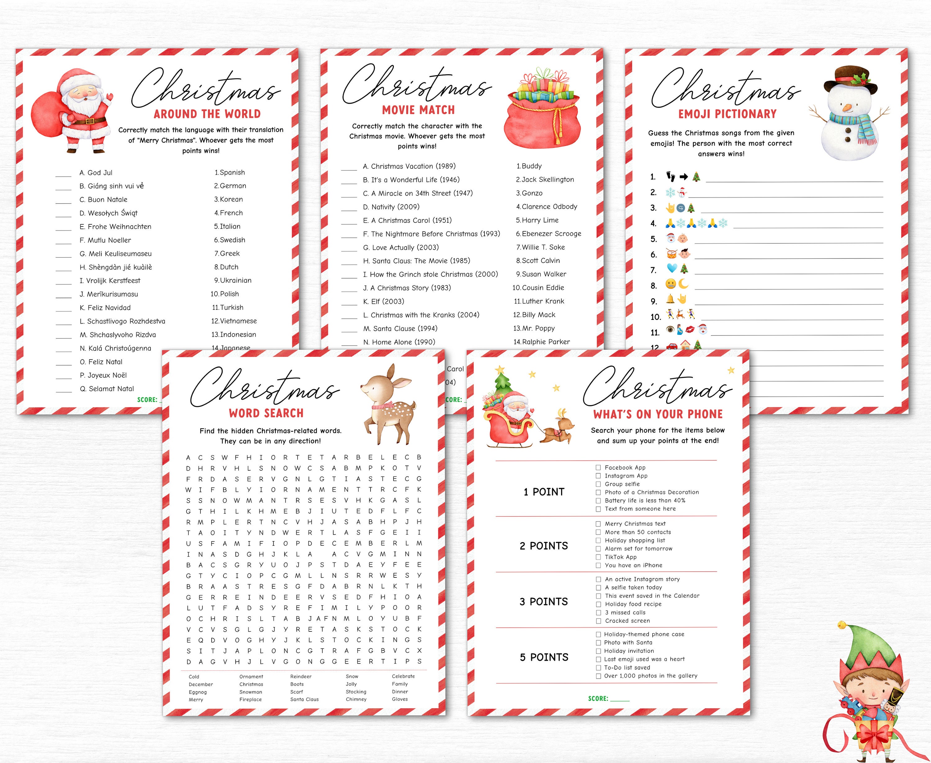 20 Christmas Games Bundle, Printable Christmas Party Games, Christmas ...