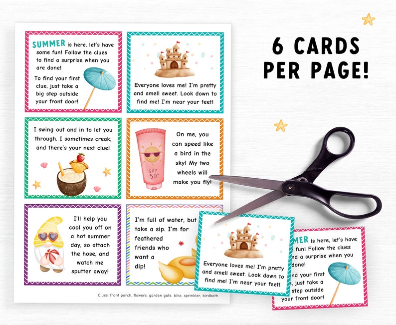 Editable Summer Scavenger Hunt for Kids, Outdoor Treasure Hunt Clues ...